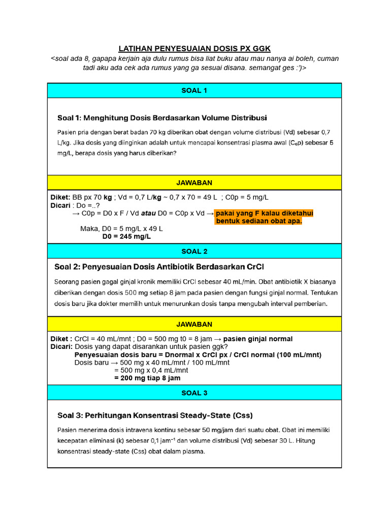 Latihan Penyesuaian Dosis PX GGK | PDF