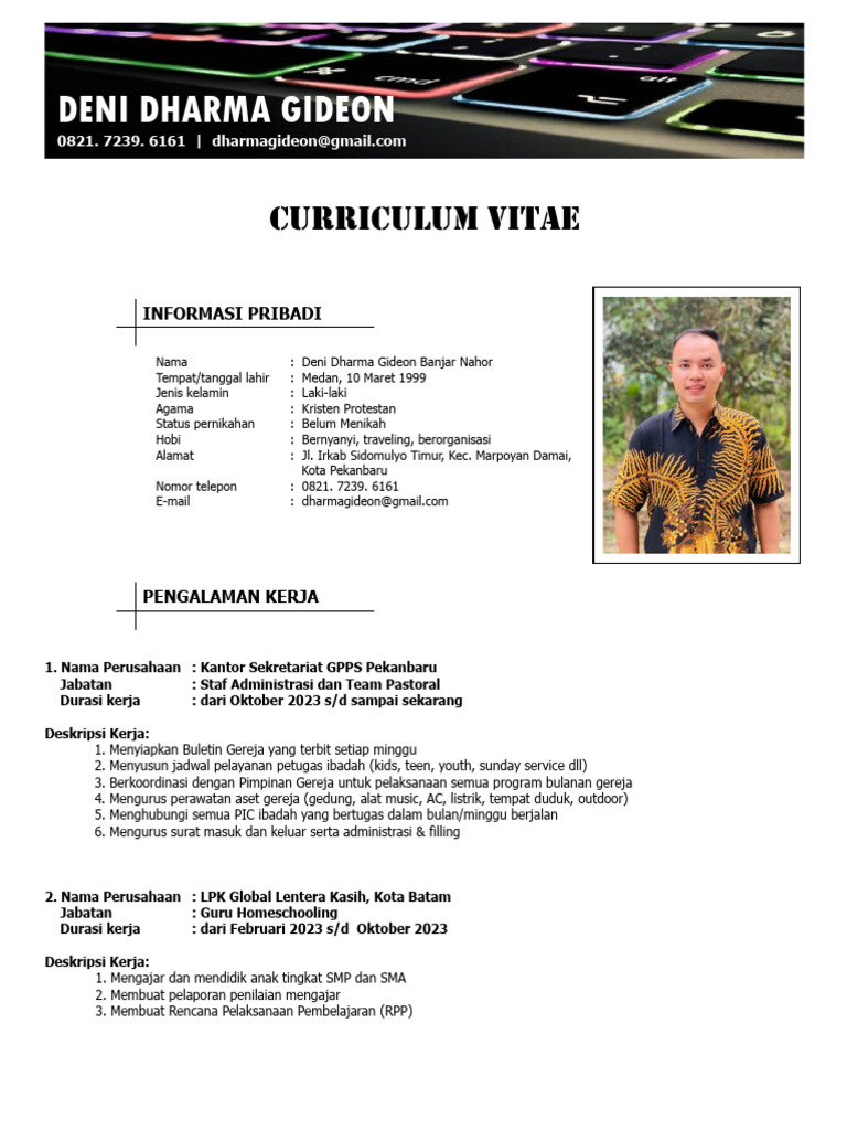 CV Deni Dharma G Banjarnahor Pekanbaru-1 | PDF