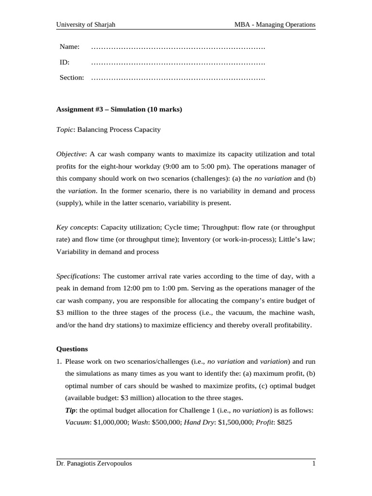 Assignment #3 - Simulation - Sec. 11 (Fall 2022) | PDF