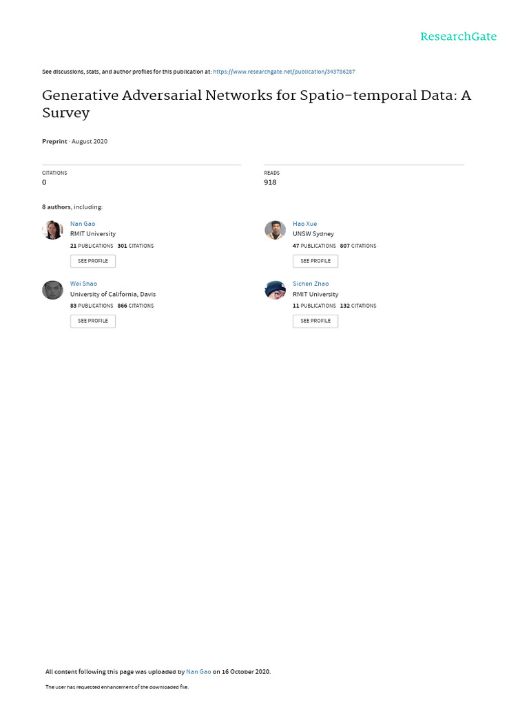 Generative Adversarial Networks For Spatio Tempora Pdf
