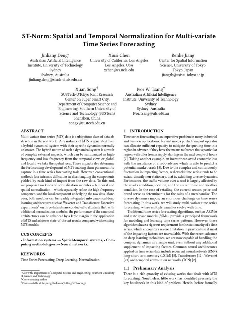 St Norm Spatial And Temporal Normalization For Multi Variate Time Series Forecasting Camera