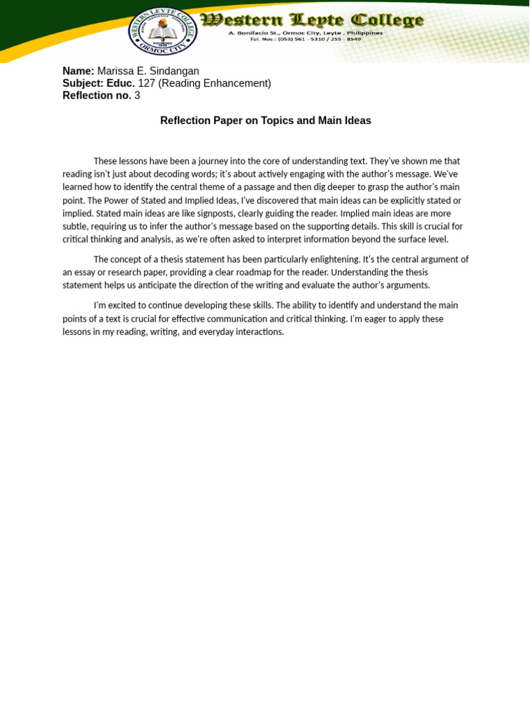 Reflection No. 3 Educ 127 | PDF
