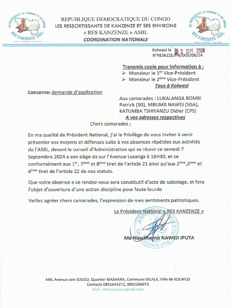 Demande D'explication | PDF