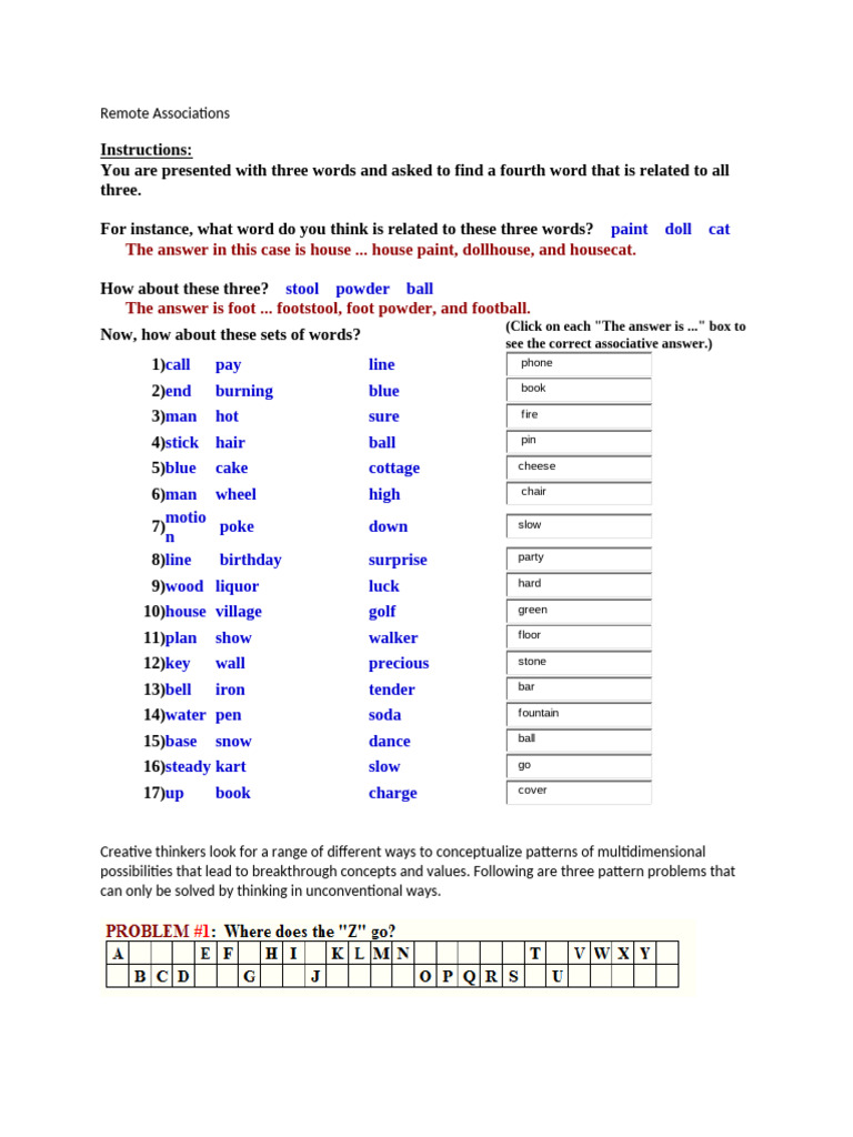 Creative Thinking Activity | PDF | Cognitive Science | Language Arts ...