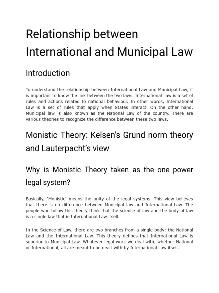 003 Relationship Between International and Municipal Law | PDF | International Law | Social Science
