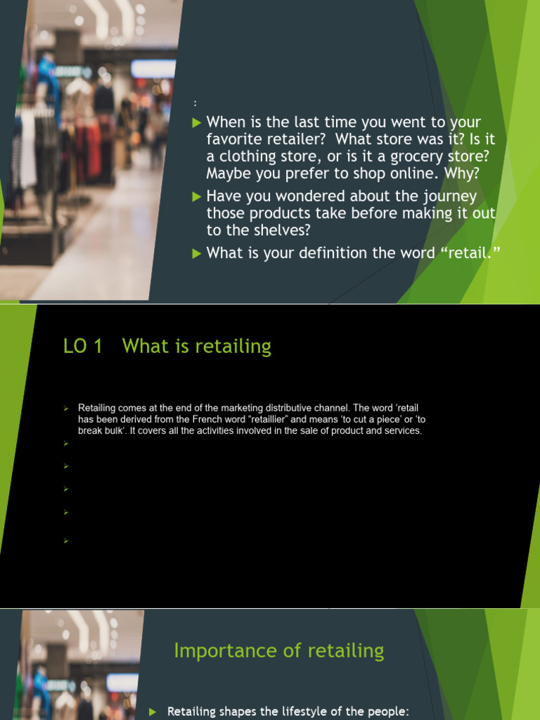 What Is Retailing Chapter 1 PPT Revised | PDF