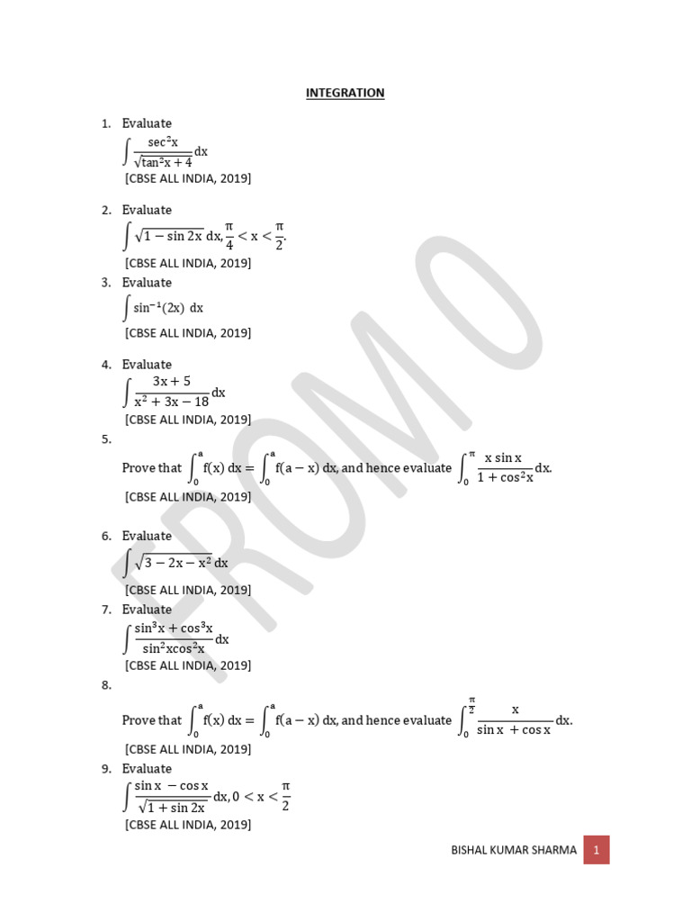 Integration Questions | PDF