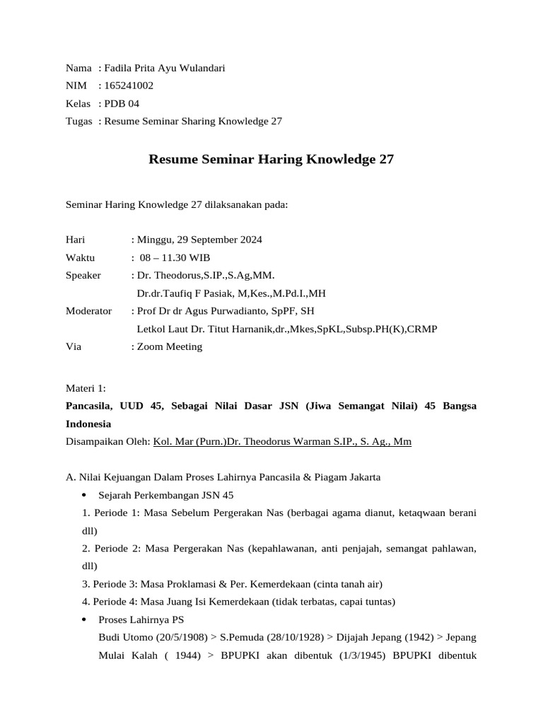 Resume Seminar Haring Knowledge 27 | PDF