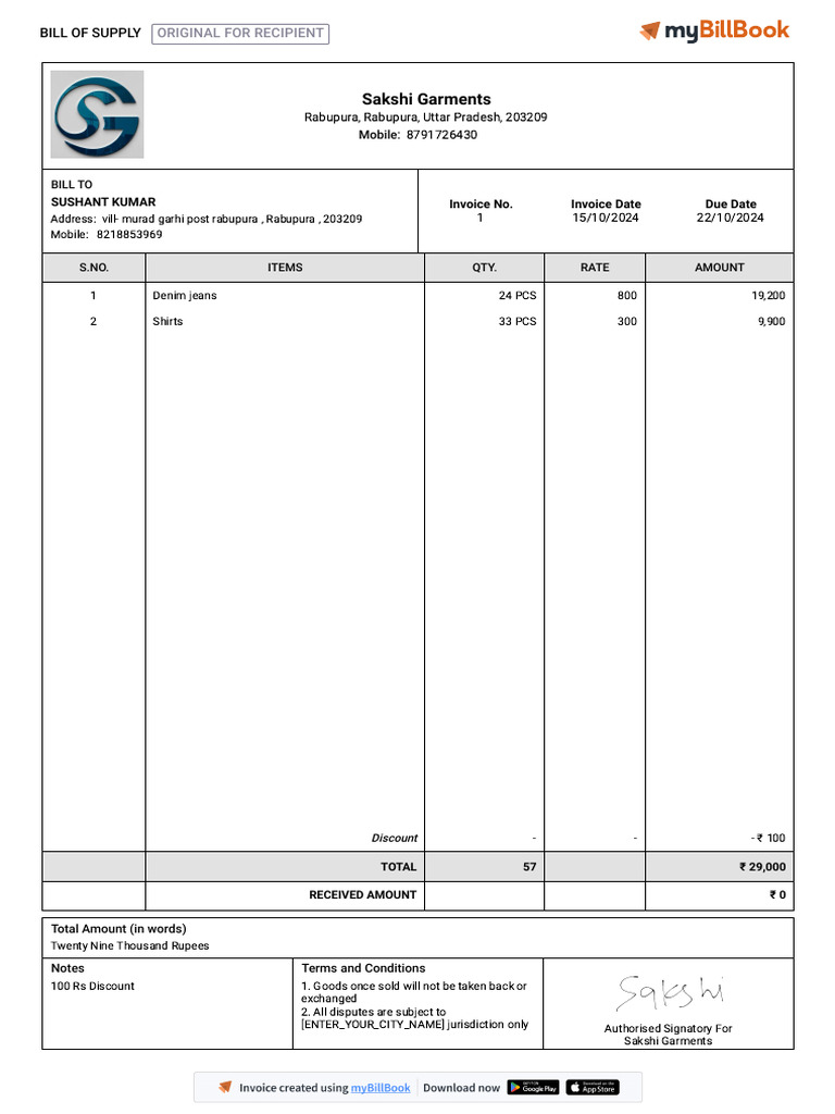 1-Sales Invoice-Sushant Kumar | PDF