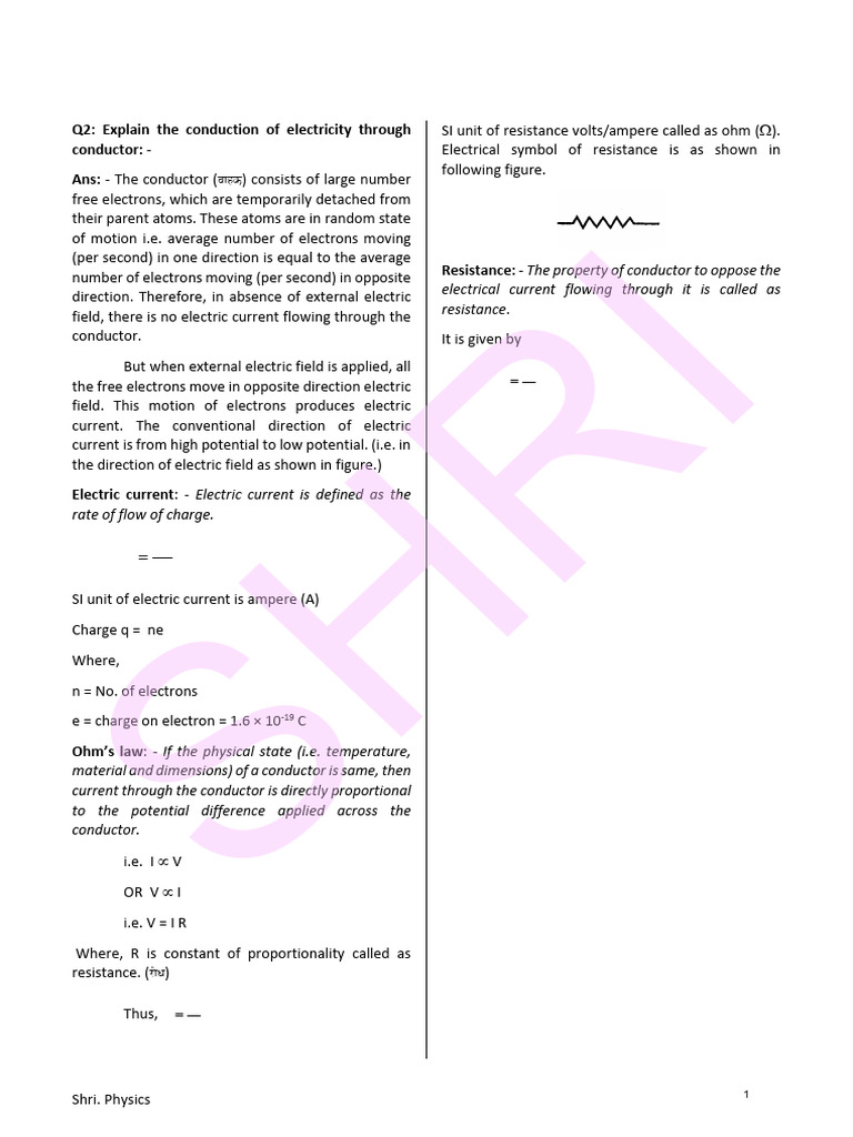 Current Electricity | PDF