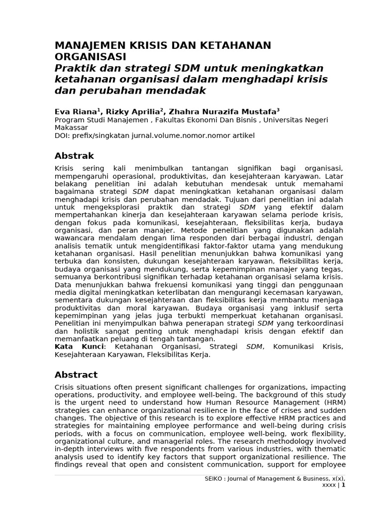Artikel Ilmiah Konsentrasi MSDM - MNJ C 22 | PDF