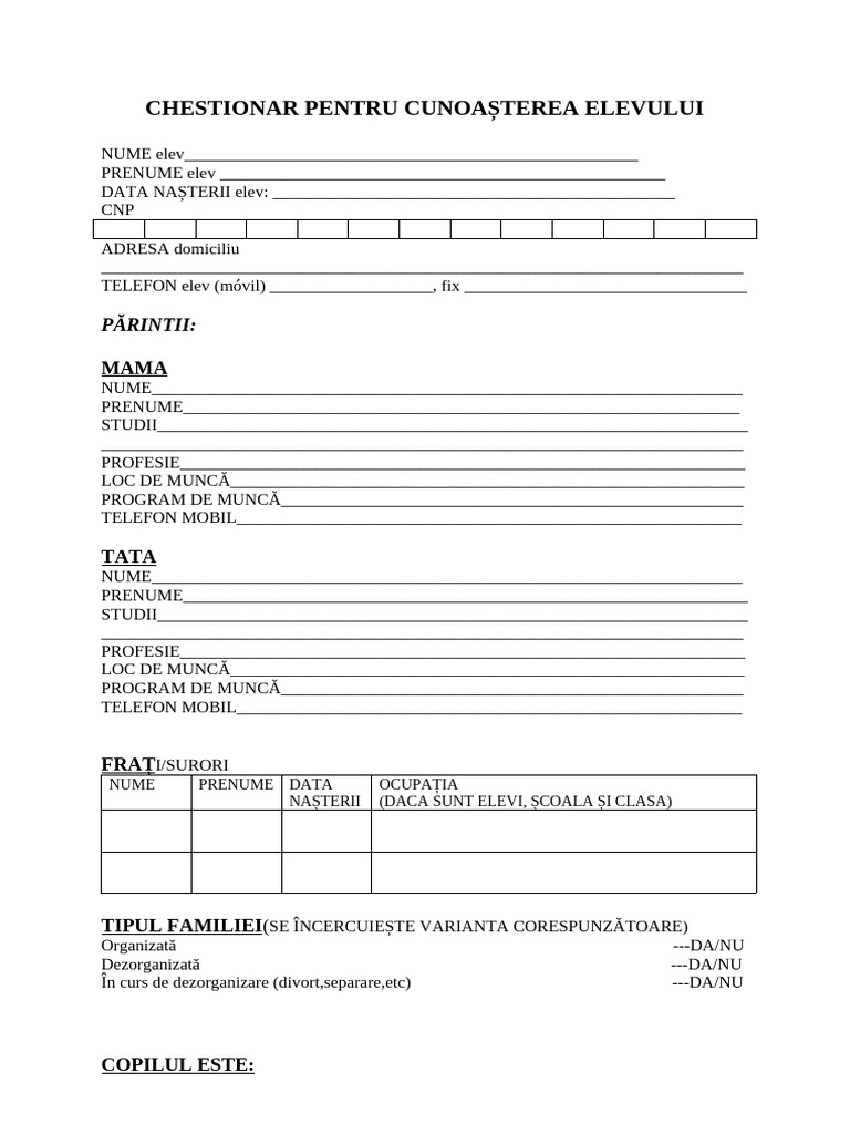 A Chestionar A X-A A 2024 MODEL | PDF