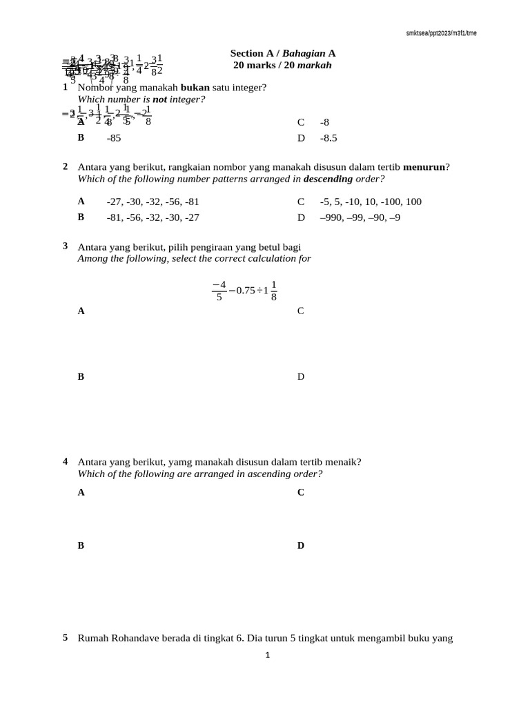 Maths - Mid Term Exam - 2023 | PDF