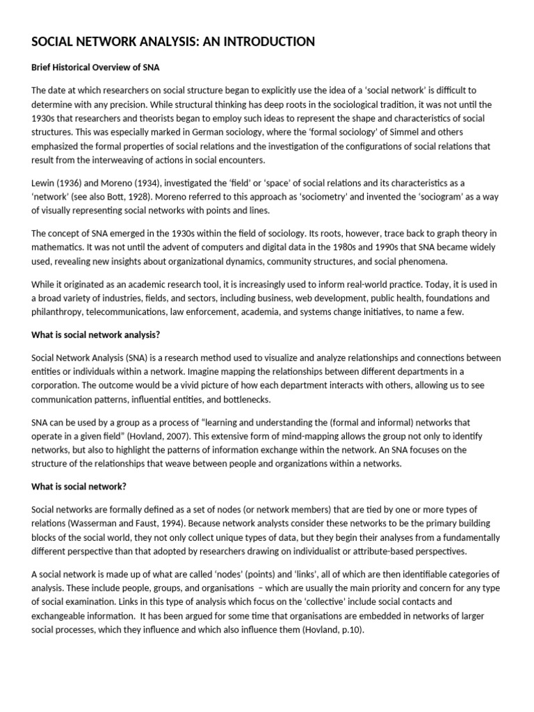 SOCIAL NETWORK ANALYSIS AN INTRODUCTION WPS Office 1 | PDF