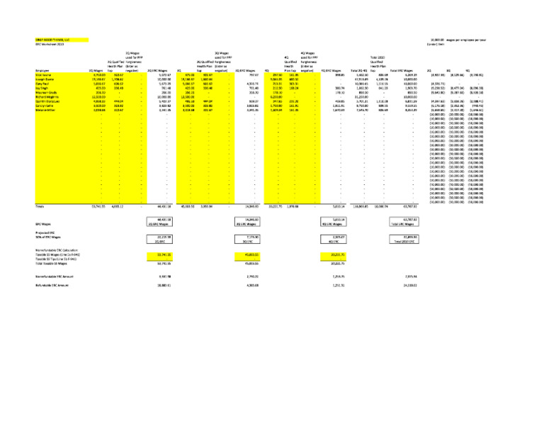 2020 ERC Worksheet | PDF