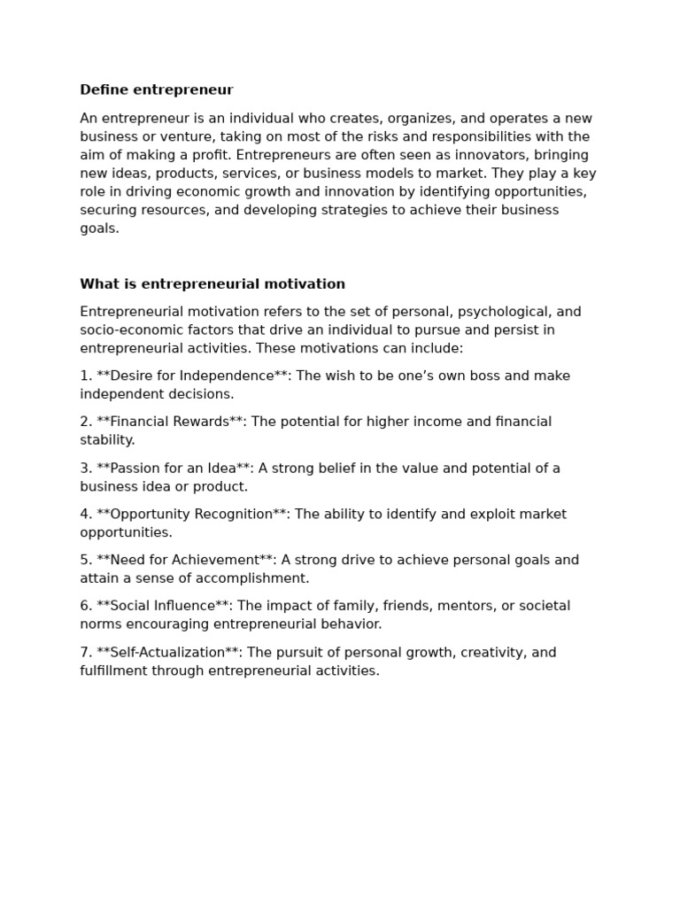 Define Entrepreneur | PDF