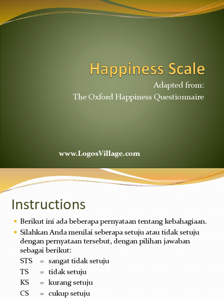Happiness Scale Oxford | PDF
