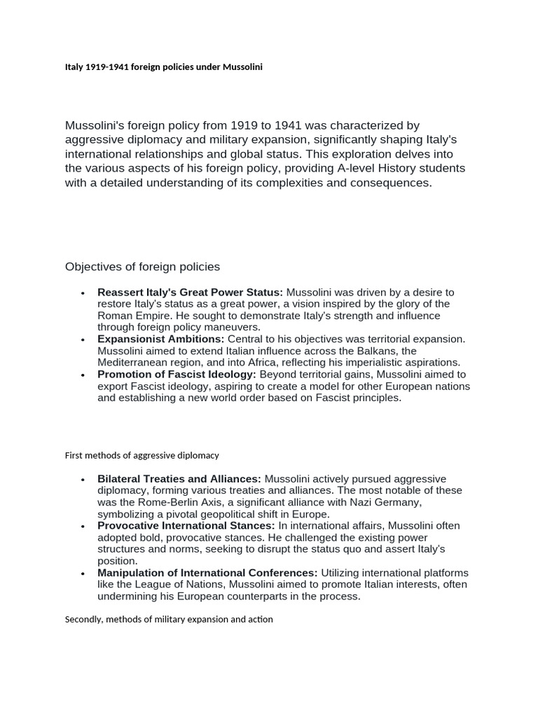 Italy Foreign Policies | PDF