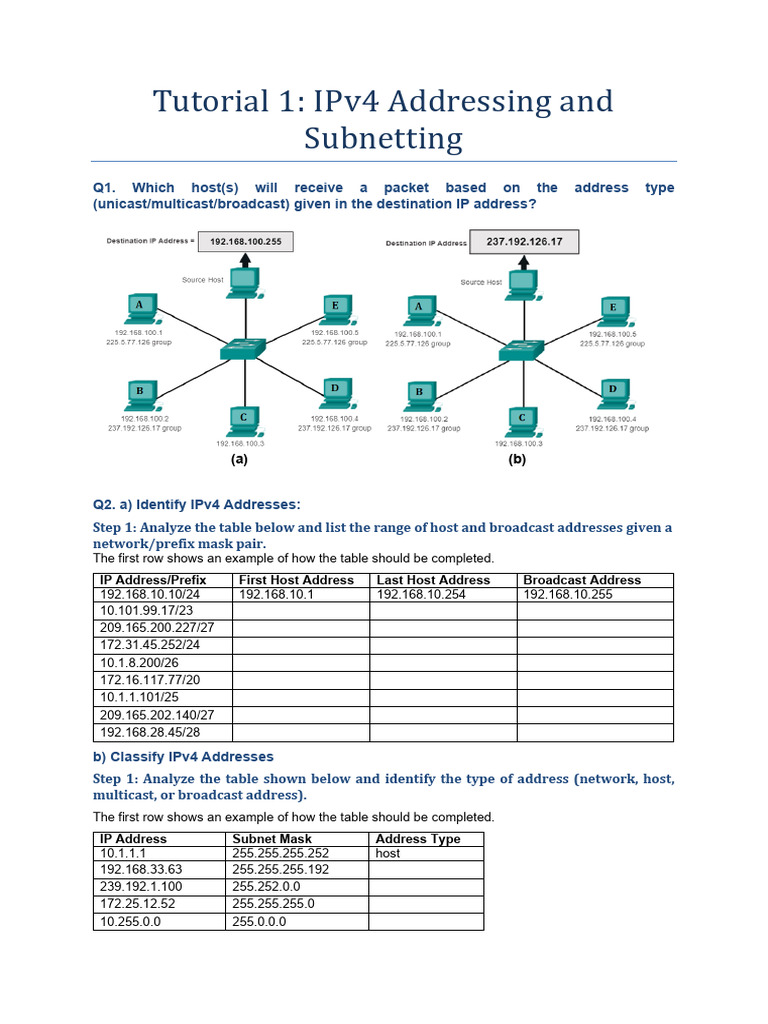 Assignment IP Adderssing & Subnetting | PDF