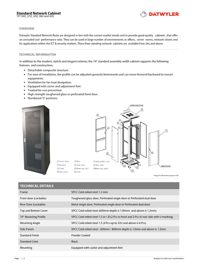 Datwyler Standard Network Floor Standing Cabinet | PDF | Door ...