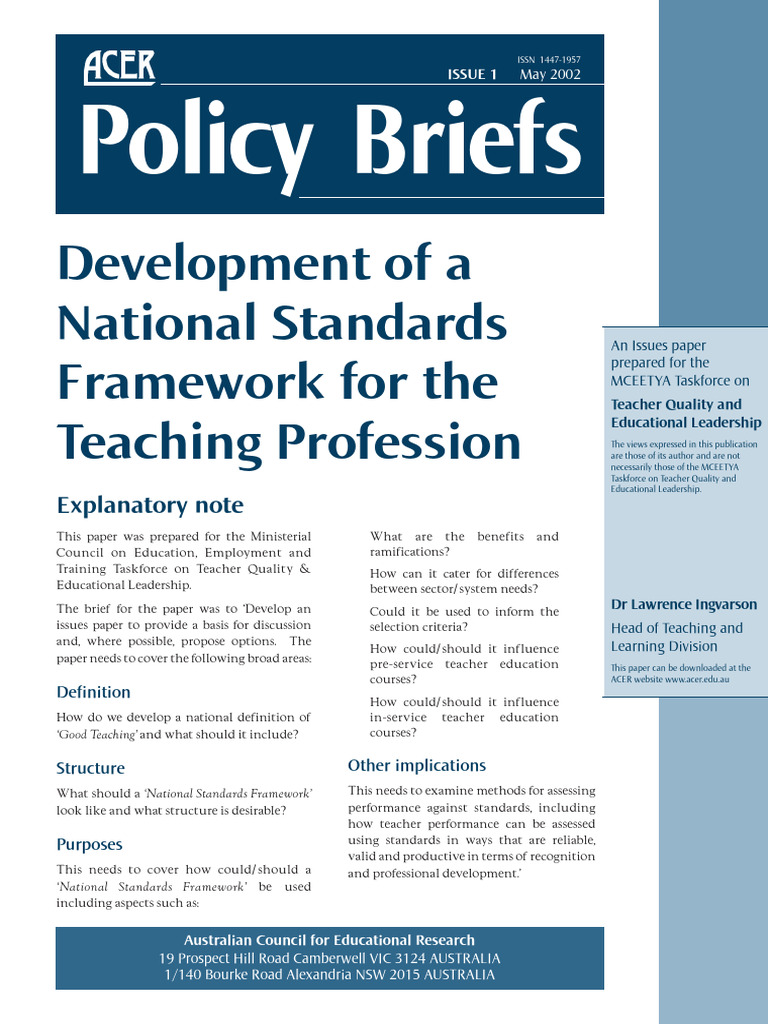 National Standards Framework for Teaching | PDF | Teachers ...