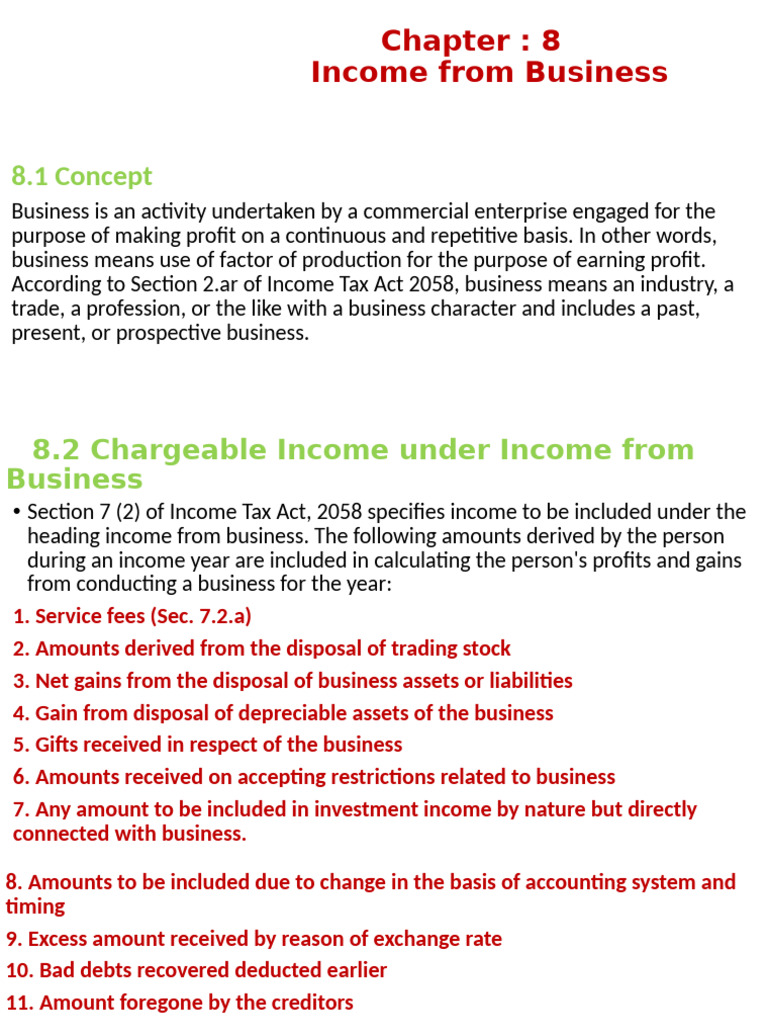 Chapter 8 Income From Business | PDF | Tax Deduction | Business