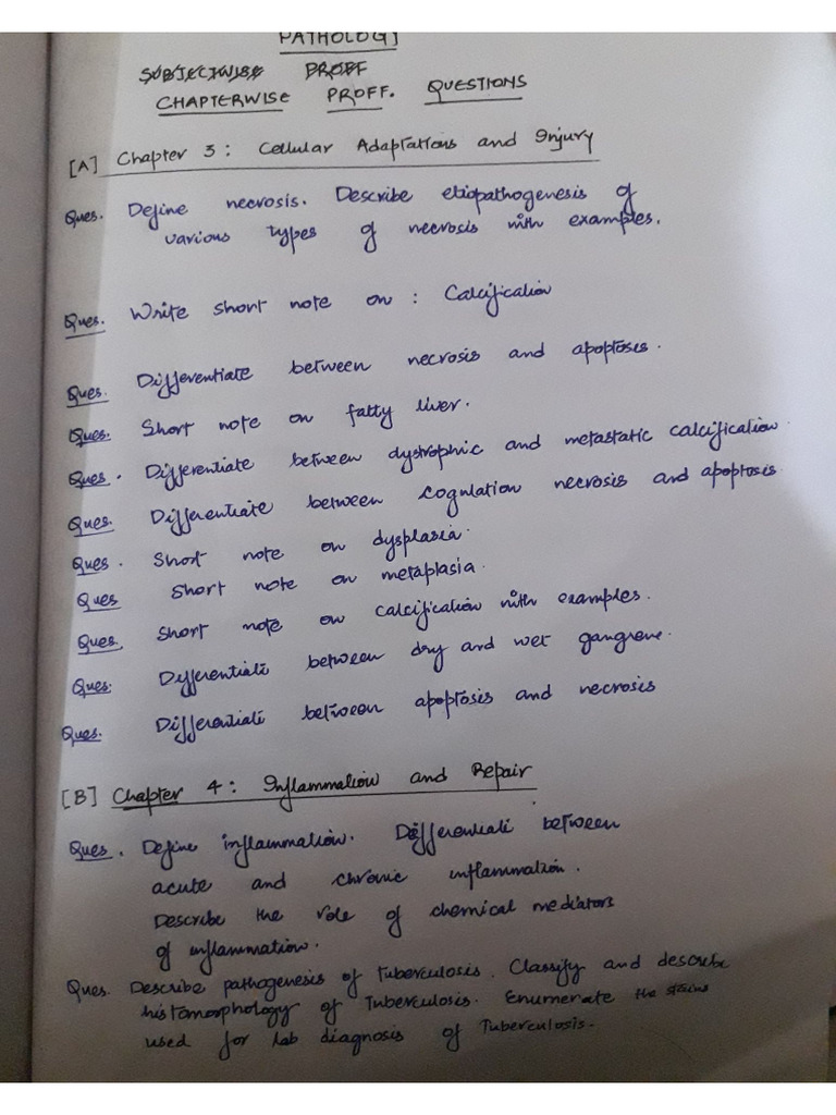 Patho Chapterwise Proff Questions | PDF