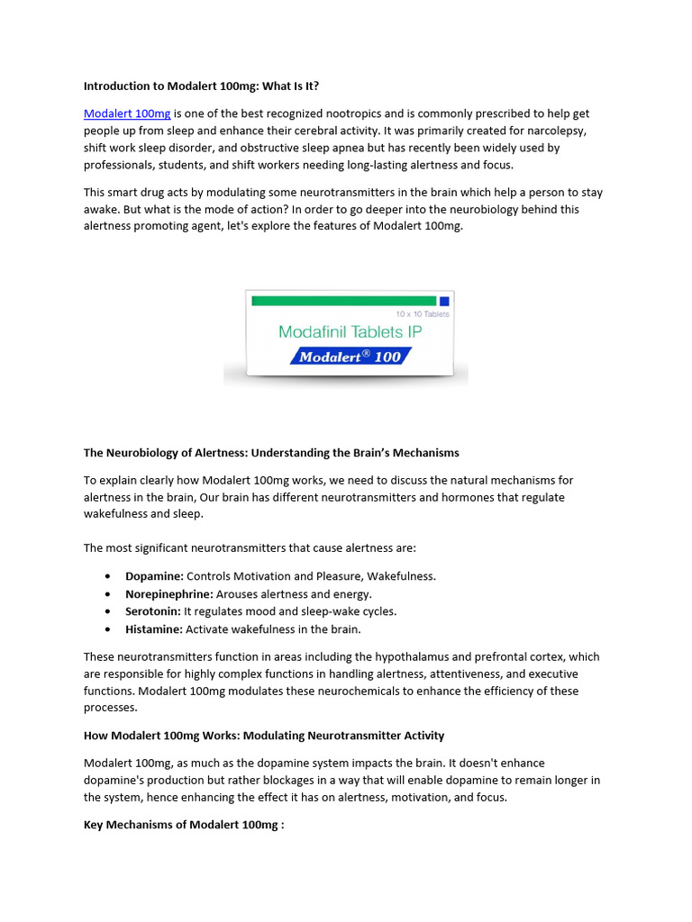 The Modalert 100mg What Is It | PDF | Dopamine | Sleep