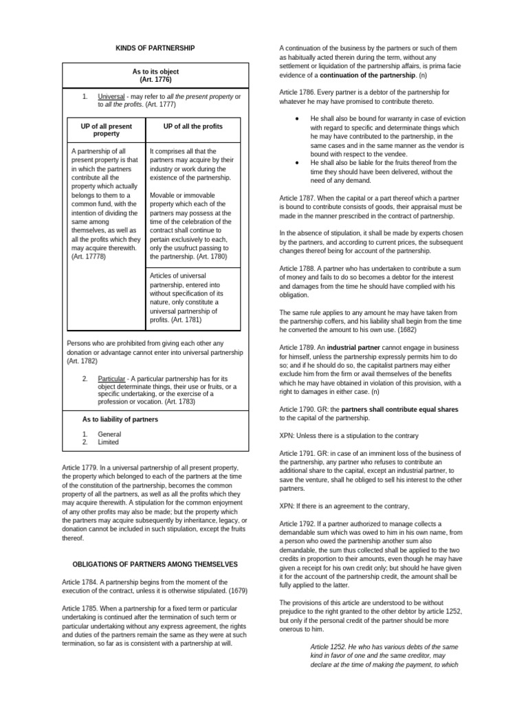Partnership Codal | PDF