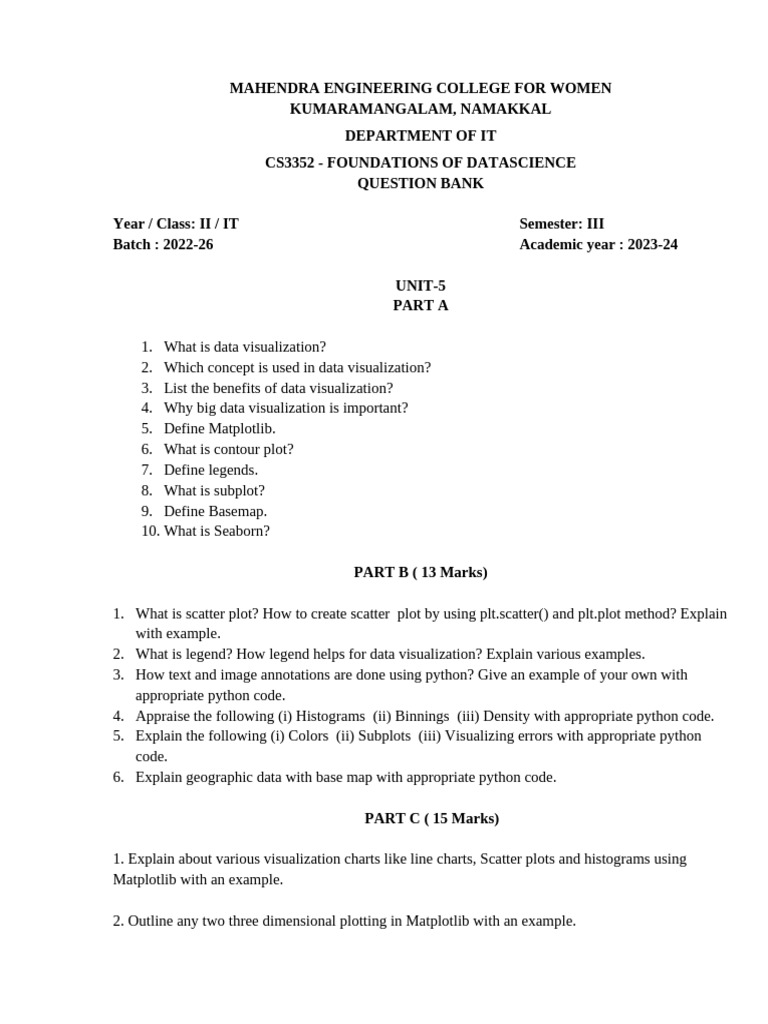 II IT FDS model question Bank | PDF