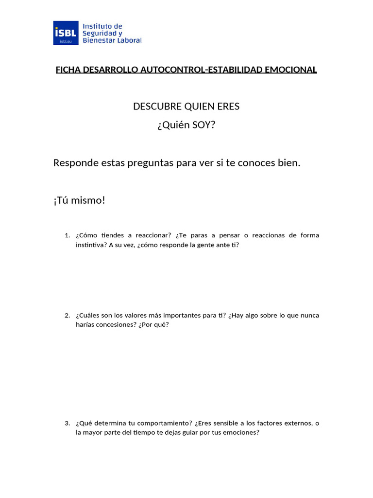Descubre Quien Eres. Quien Soy | PDF