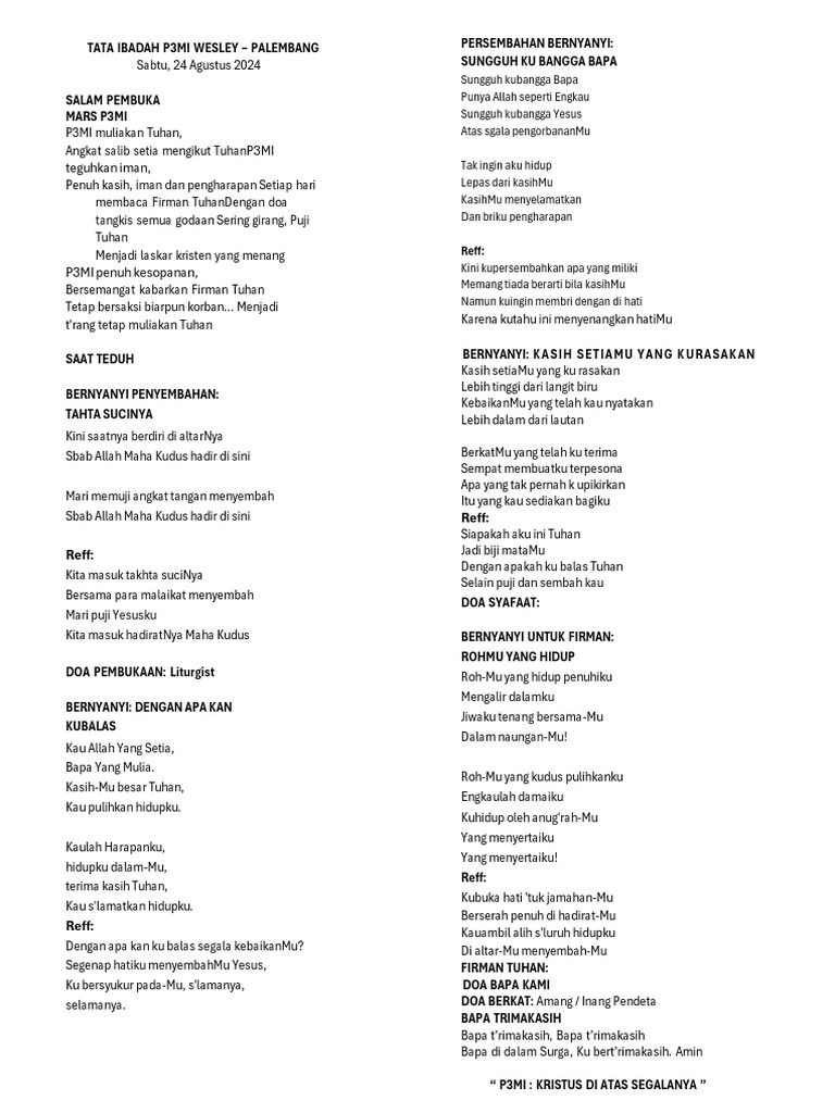 Tata Ibadah P3mi 24 Agustus | PDF