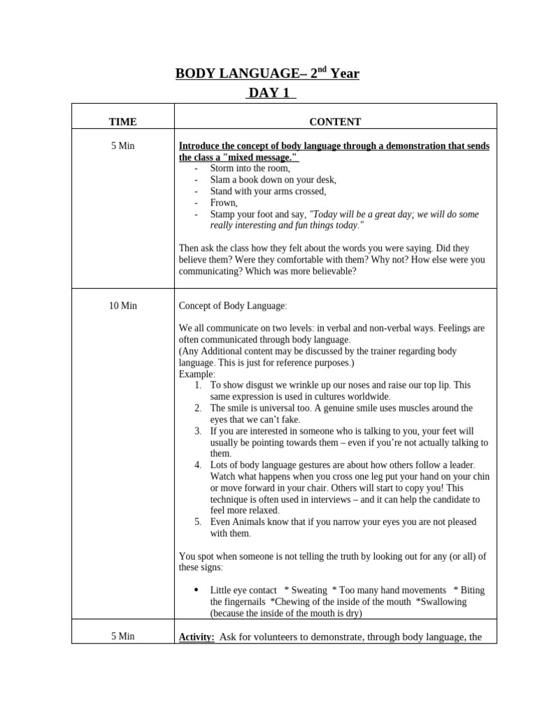 Body Language | PDF
