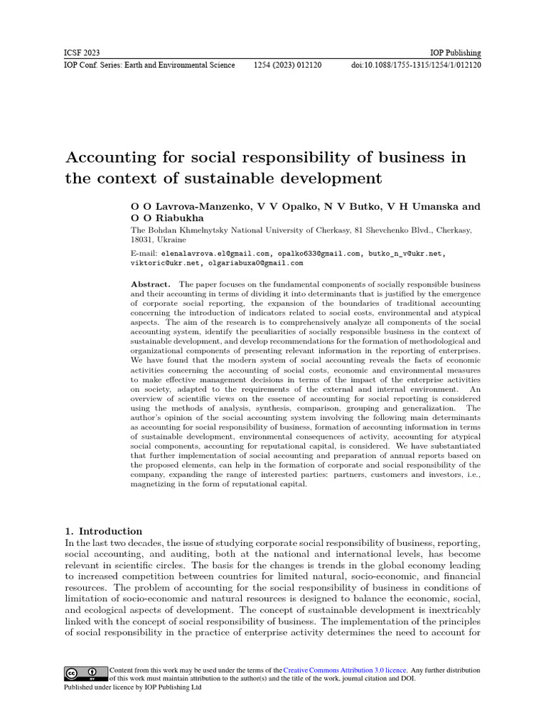 Accounting For Social Responsi | PDF | Corporate Social Responsibility ...