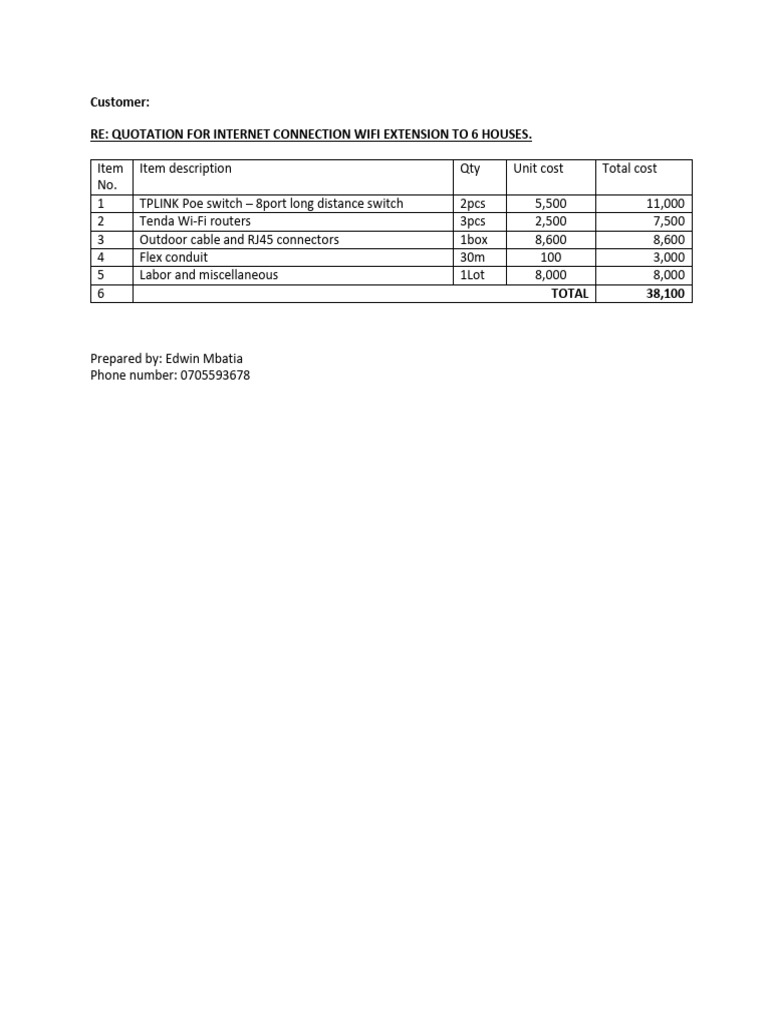 Wifi Extension Quotation 2024 | PDF
