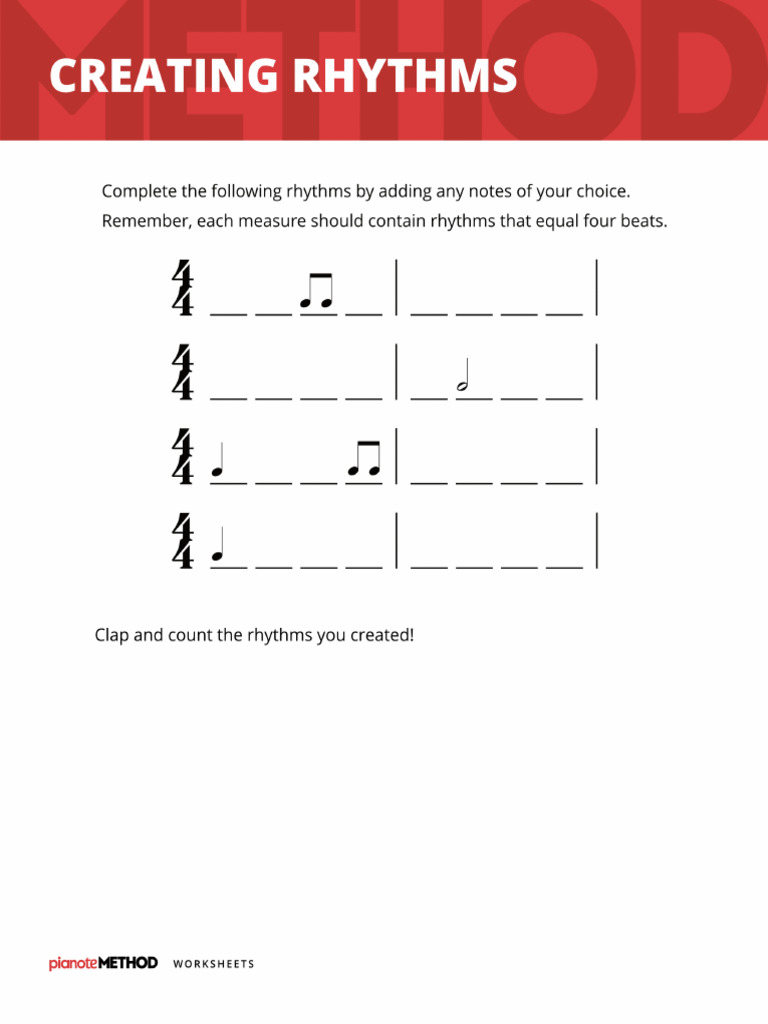 Piano Rythm Worksheet | PDF