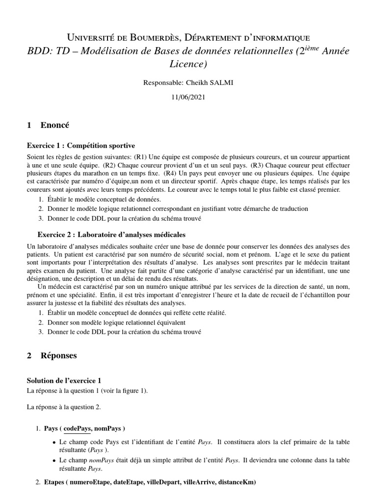 TD3+Solution Base de Données | PDF