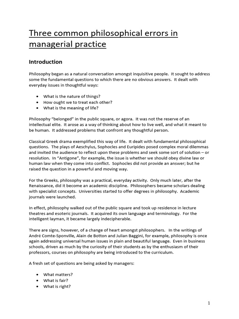 Three Common Philosophical Errors | PDF