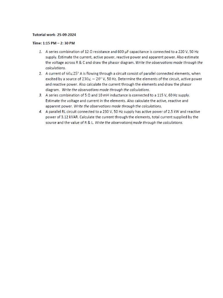 Tutorial Work-25-09-2024 | PDF