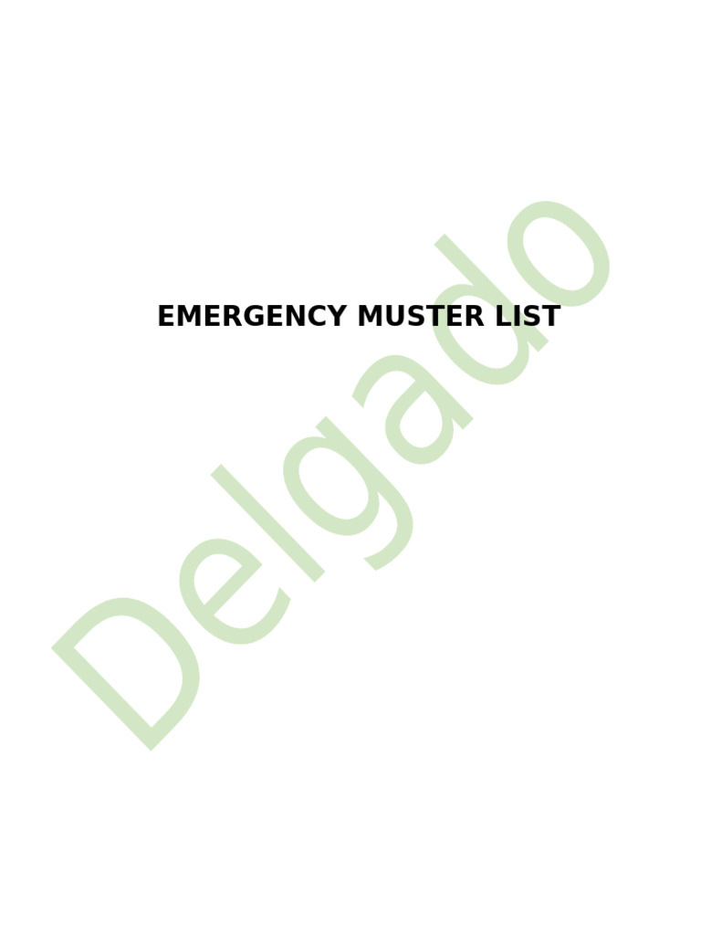 3 Emergency Muster List | PDF | Maritime Incidents | Home & Garden