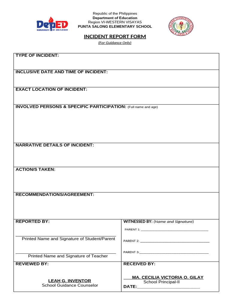 Guidance Incident Report | PDF