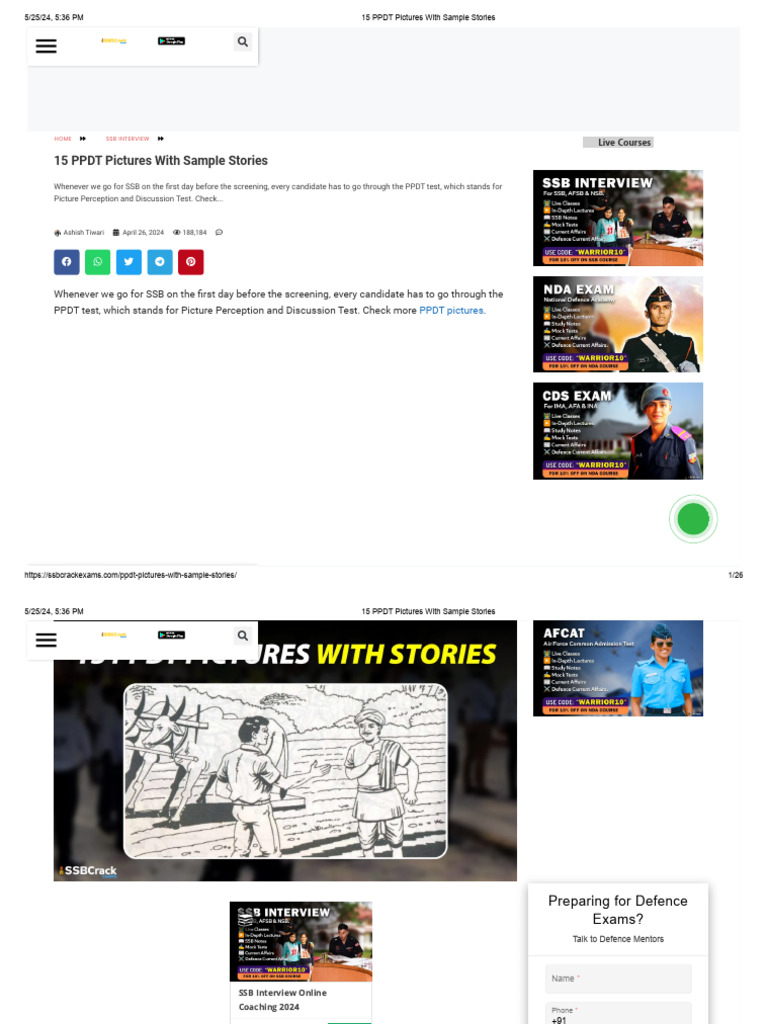 15 PPDT Pictures With Sample Stories | PDF