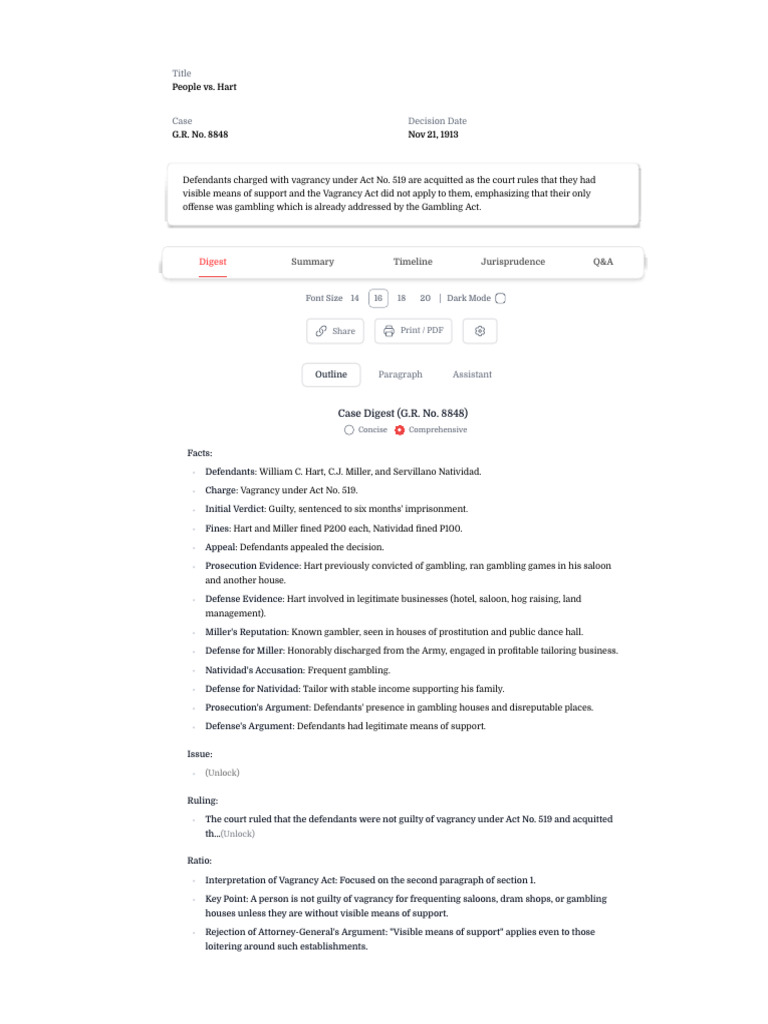 Case 4-8 Summary: G.R. No. 8848 - People vs. Hart | PDF