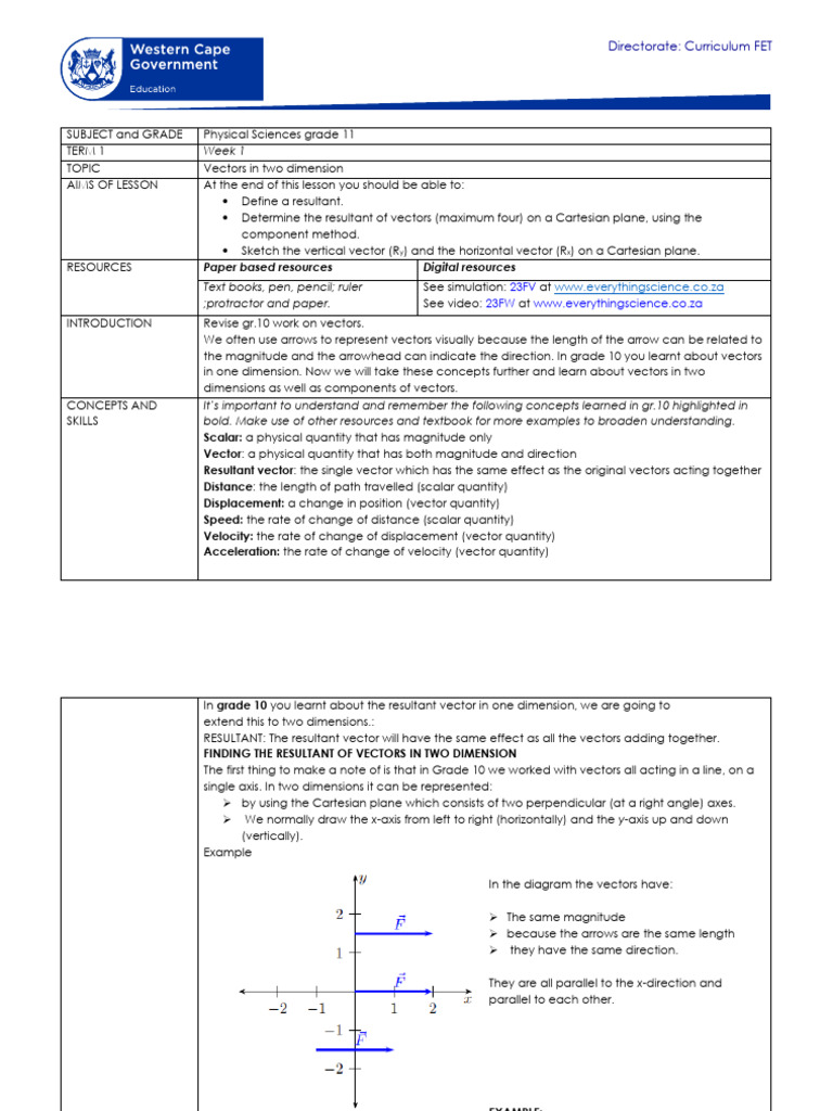 Physical Sciences Grade 11 Term 1 Week 1 - 2021 | PDF