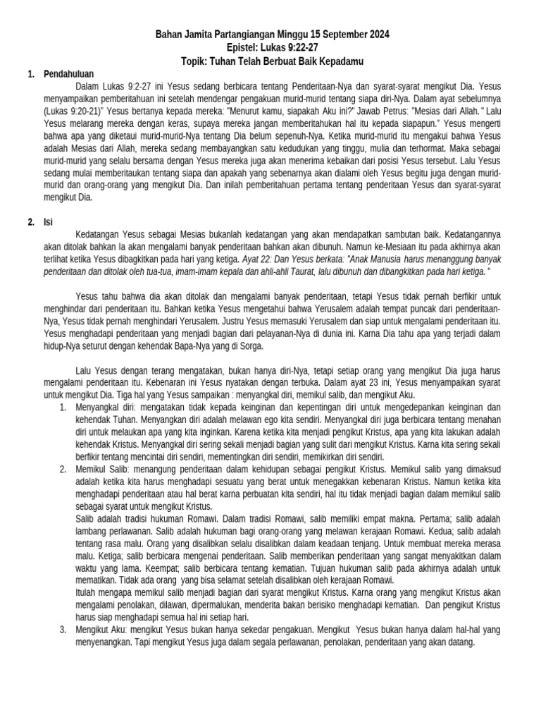 Bahan Jamita Partangiangan Minggu 15 September 2024 | PDF