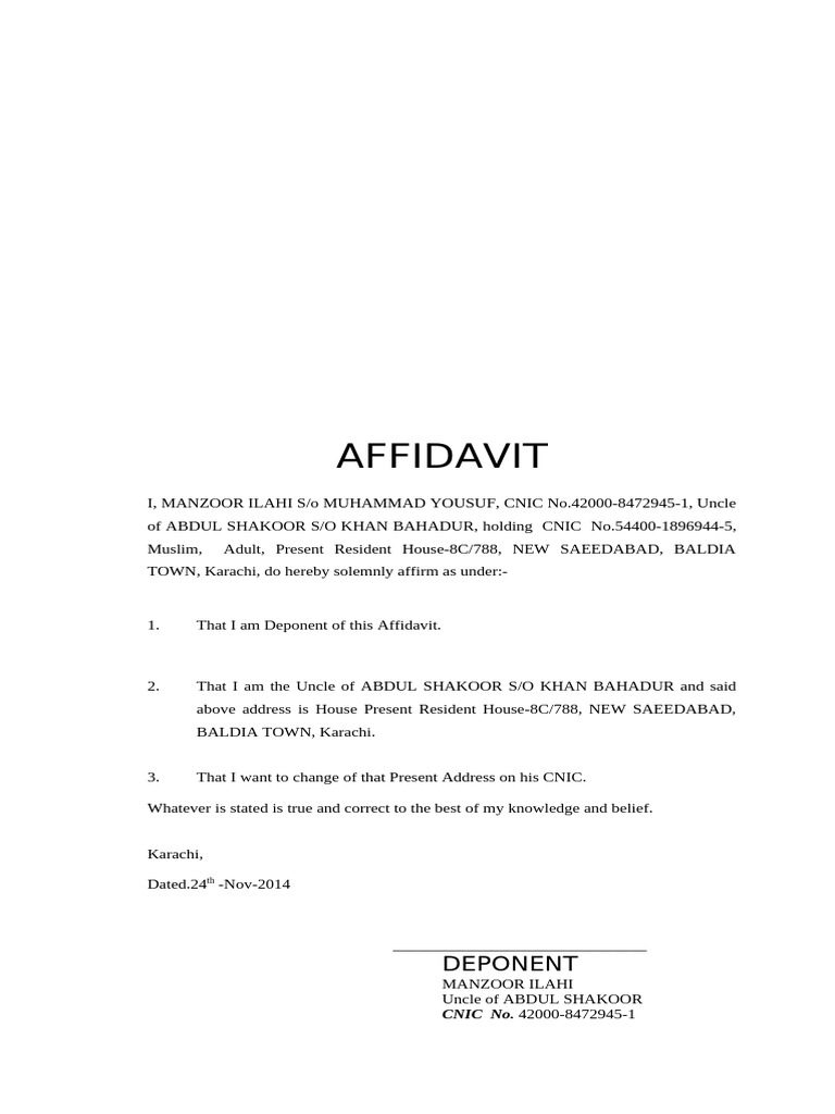Affidavit Change of Address | PDF