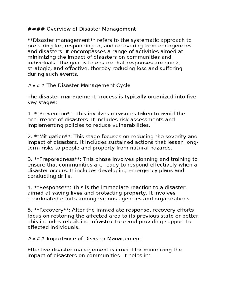 Overview of Disaster Management | PDF