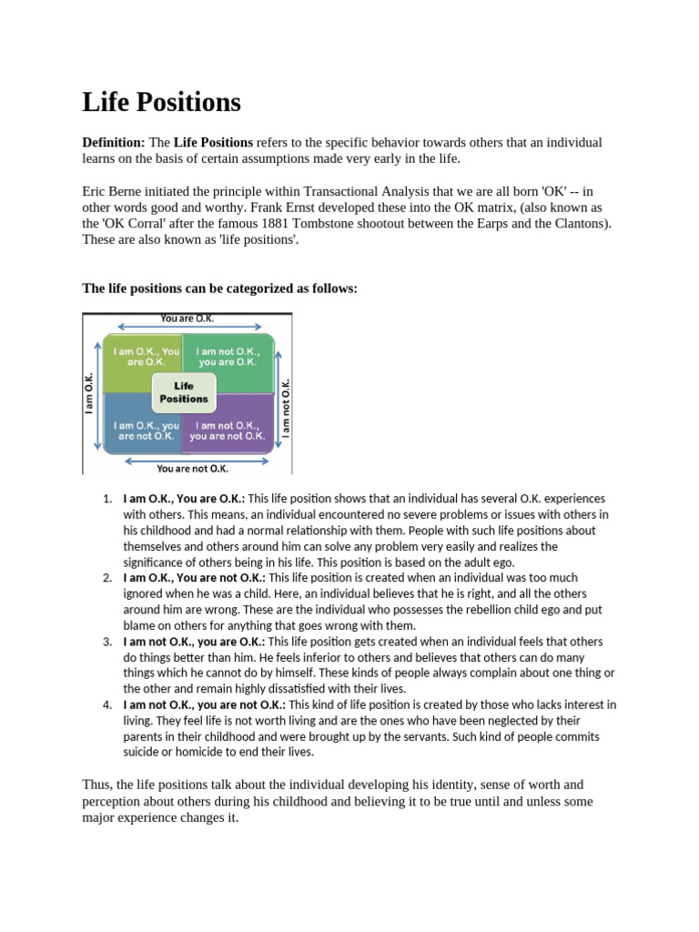 Life Positions | PDF