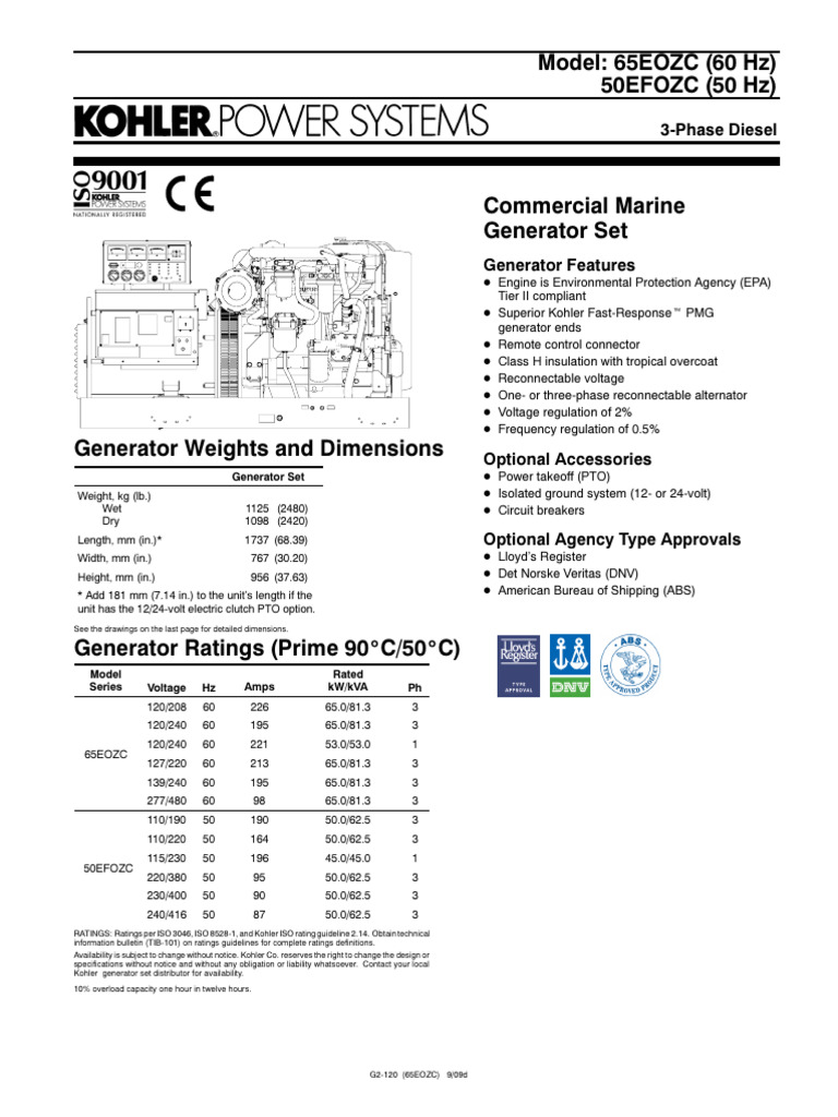 Kohler Marine 50efozc | PDF