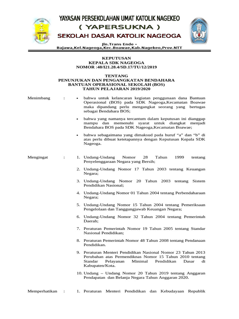 Sk Kepsek Ttg Bos | PDF